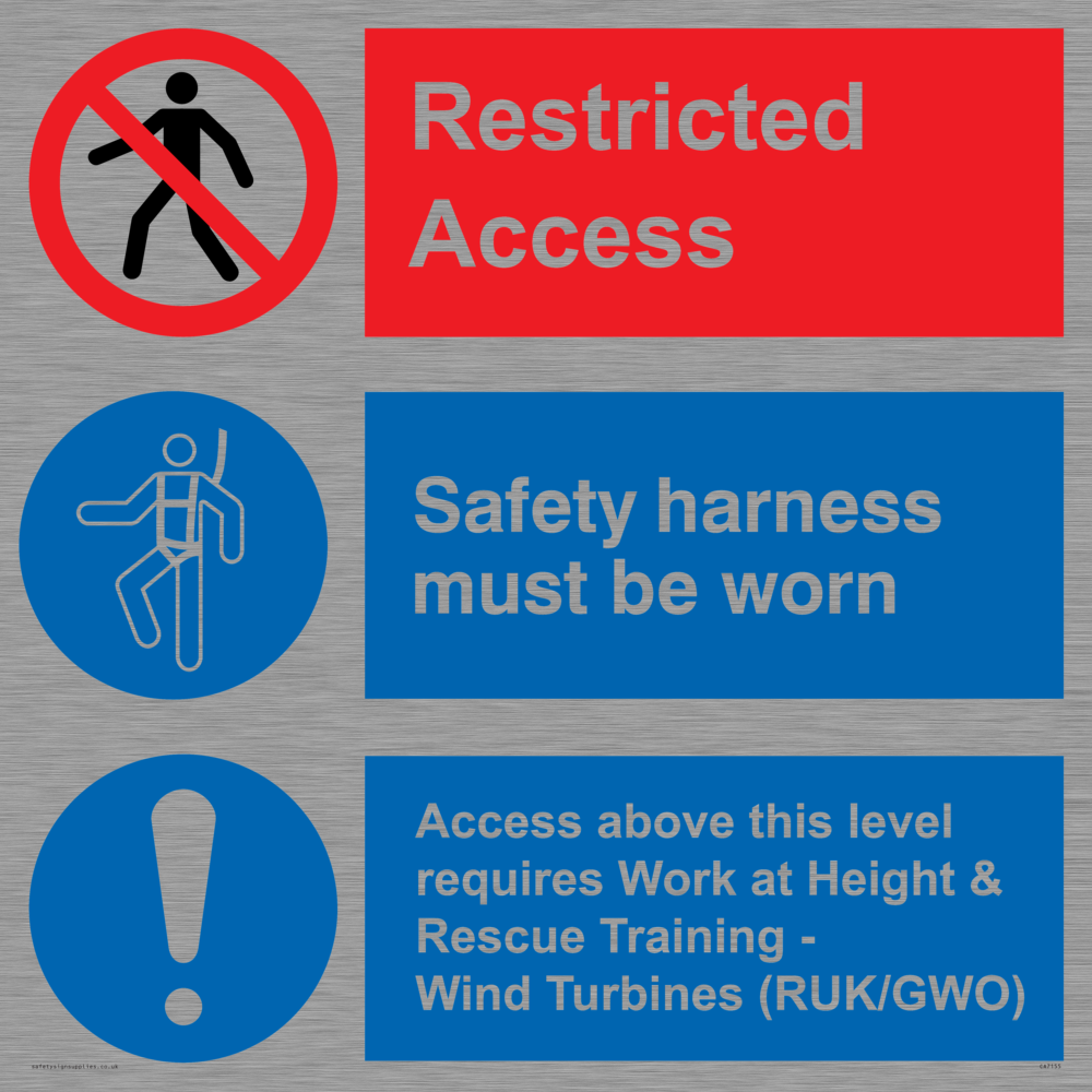Restricted access. Safety harness must be worn. Access above this level ...