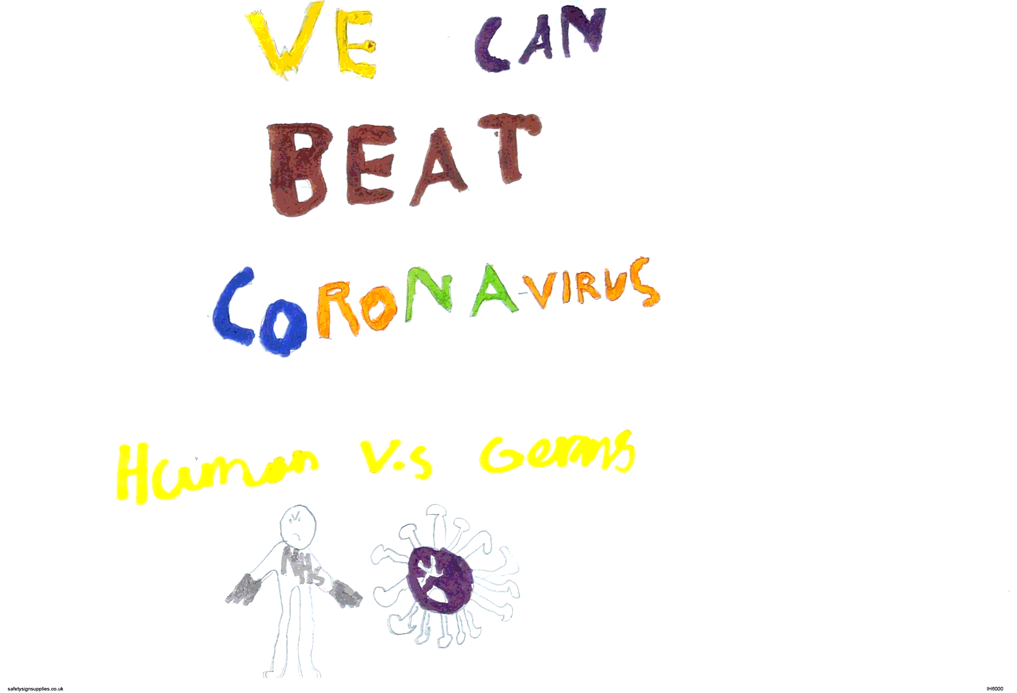 Finley says "We can beat Coronavirus human vs. germs" from Safety Sign ...