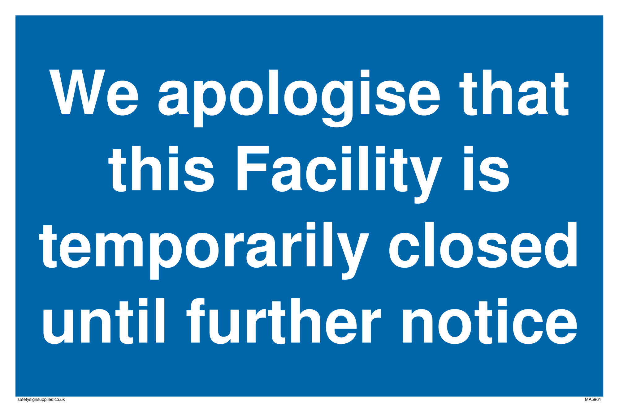 We apologise that this Facility is temporarily closed until further ...