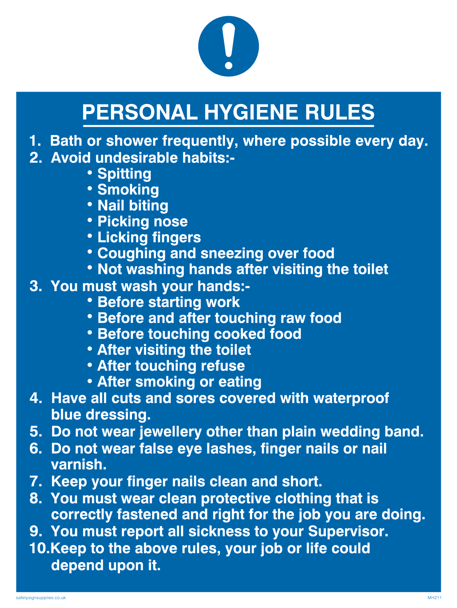 Personal Hygiene Rules From Safety Sign Supplies personal-hygiene-rules-from-safety-sign-supplies