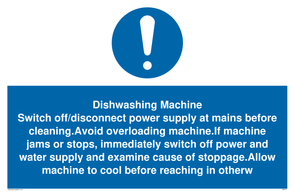 dishwashing machine rules from Safety Sign Supplies