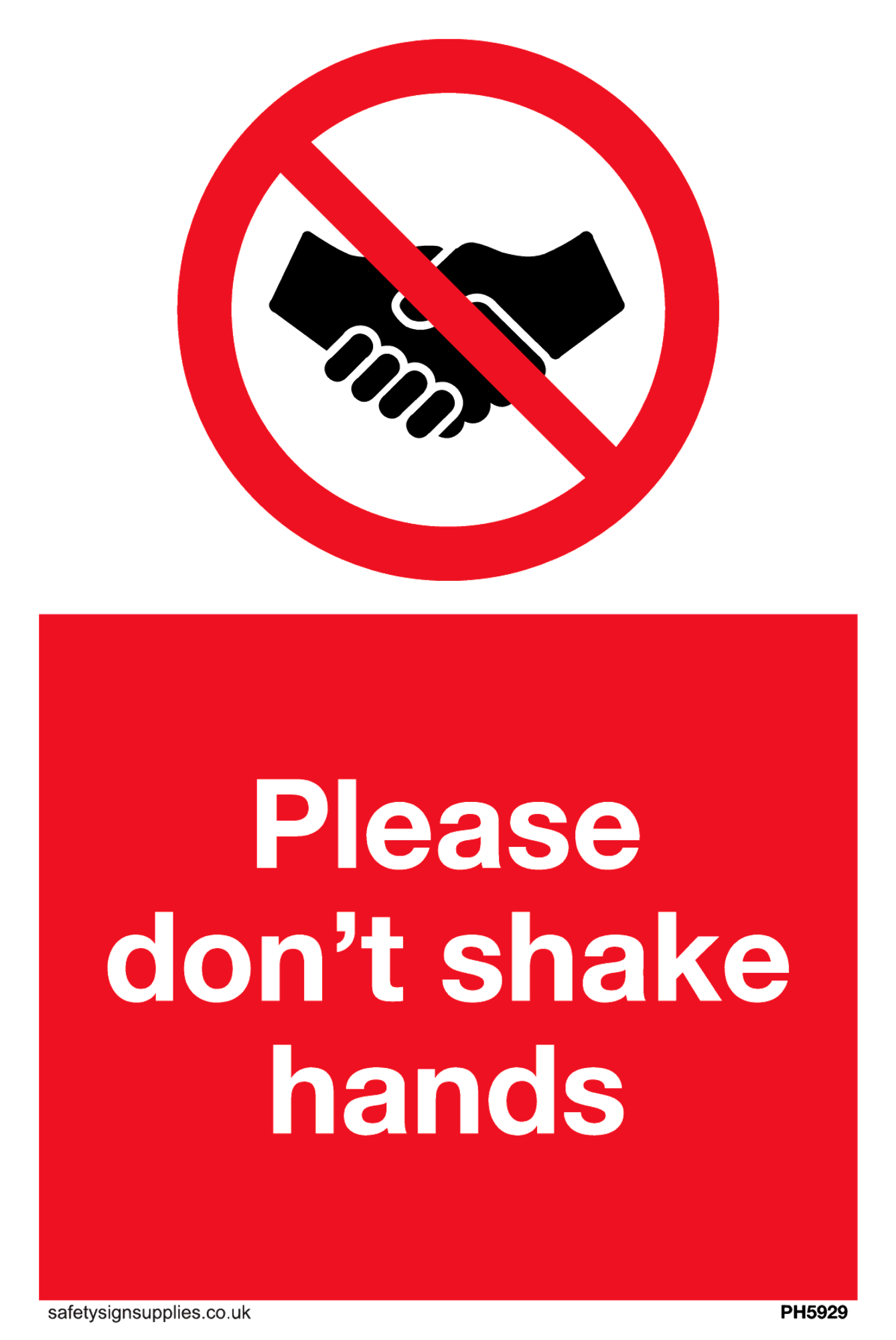 Please don't shake hands from Safety Sign Supplies