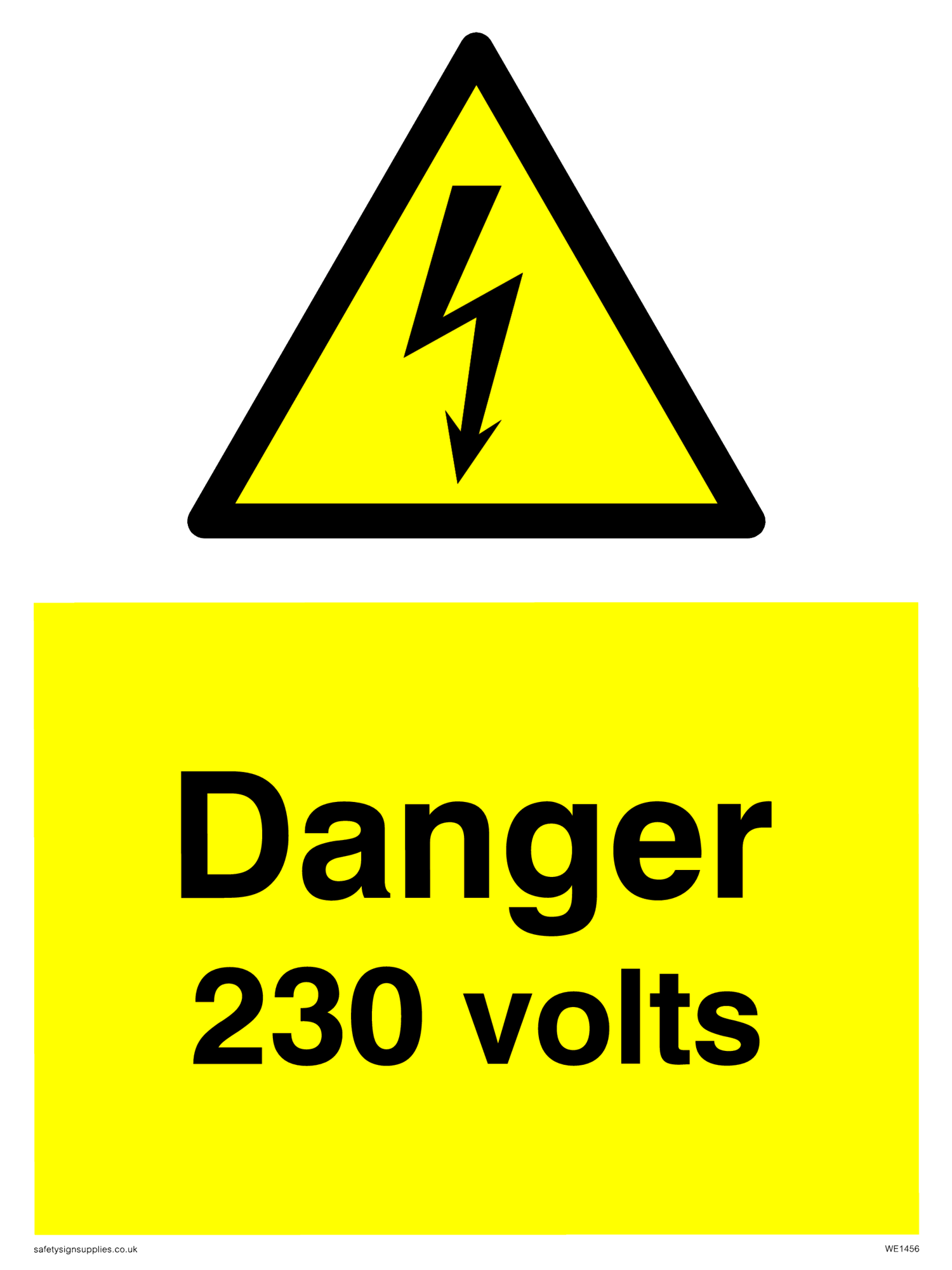 Danger 230 volts from Safety Sign Supplies