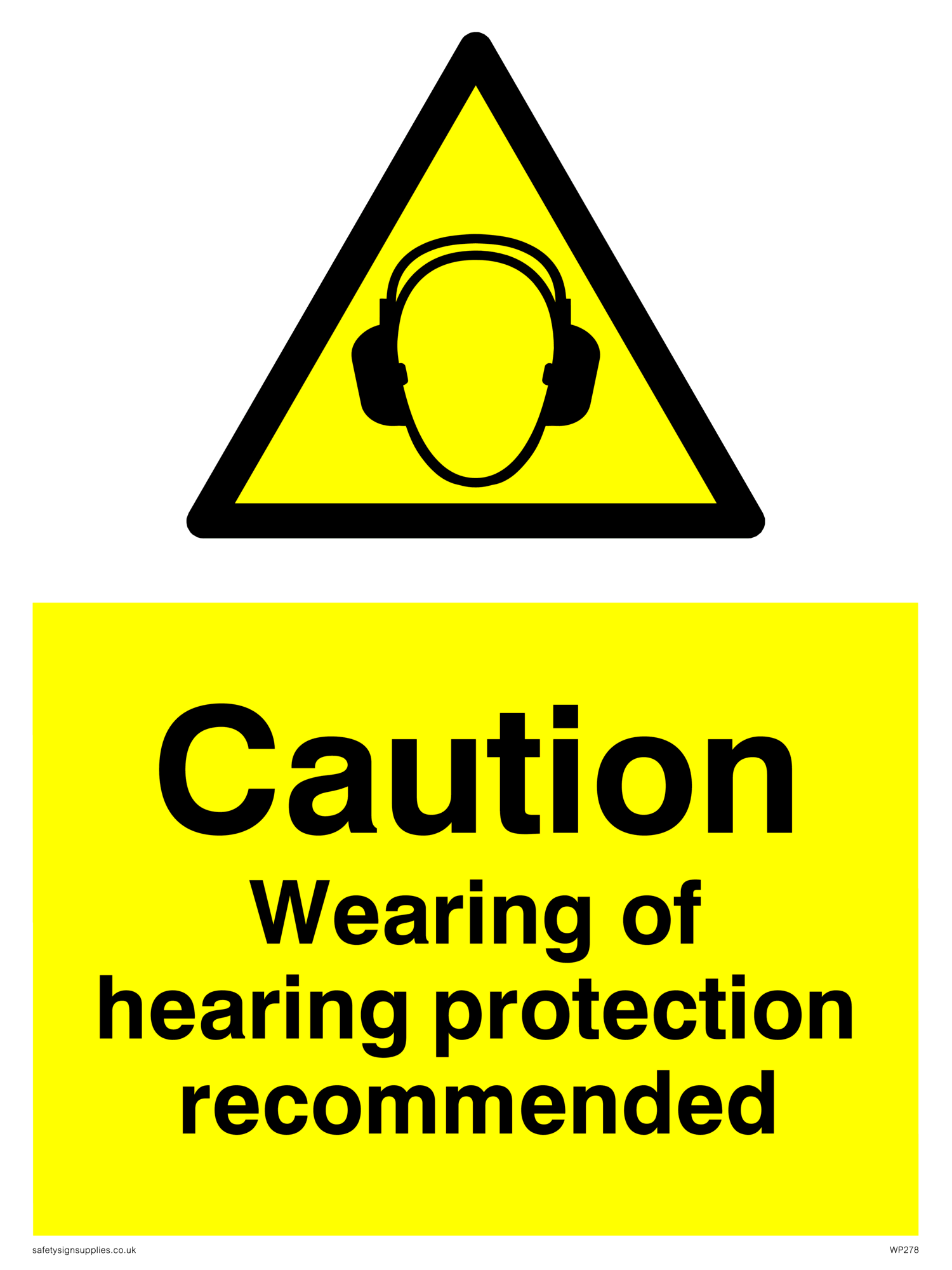 wearing of hearing protection recommended from Safety Sign Supplies