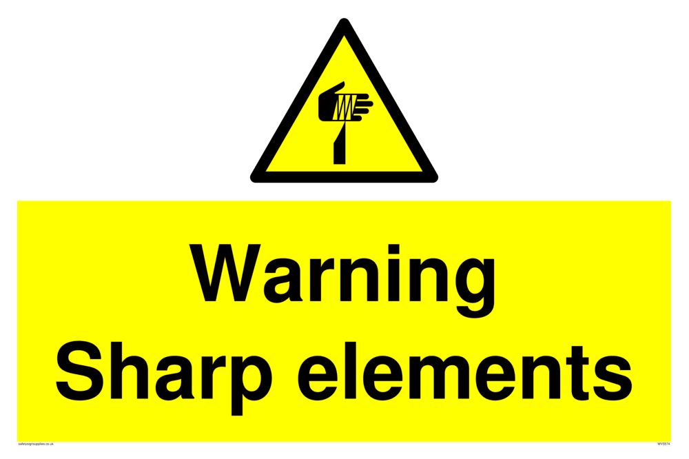 Warning Sharp elements from Safety Sign Supplies