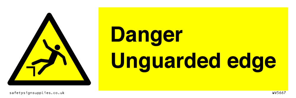 Danger Unguarded edge from Safety Sign Supplies