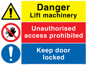 Danger Lift machinery from Safety Sign Supplies