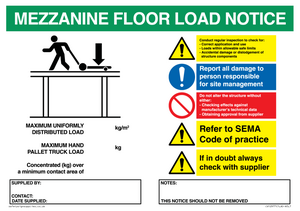 MEZZANINE FLOOR LOAD NOTICE from Safety Sign Supplies