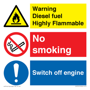 Warning diesel fuel Highly Flammable no smoking switch engine off from ...