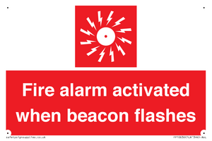 Fire alarm activated when beacon flashes from Safety Sign Supplies