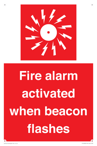 Fire alarm activated when beacon flashes from Safety Sign Supplies