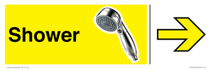 Shower Dementia Friendly yellow Directional sign with arrow from Safety ...
