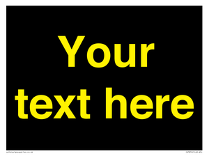 Custom blank information sign. Yellow text, black background from ...