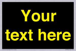 Custom blank information sign. Yellow text, black background from ...