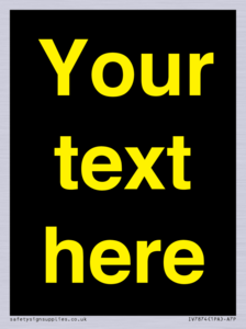 Custom blank information sign. Yellow text, black background from ...