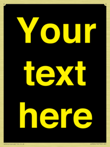 Custom blank information sign. Yellow text, black background from ...