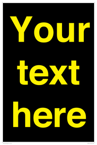 Custom blank information sign. Yellow text, black background from ...