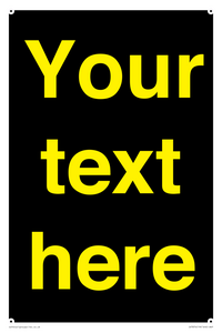 Custom blank information sign. Yellow text, black background from ...