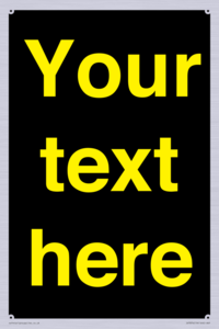 Custom blank information sign. Yellow text, black background from ...