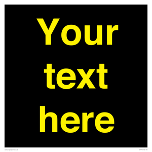 Custom blank information sign. Yellow text, black background from ...