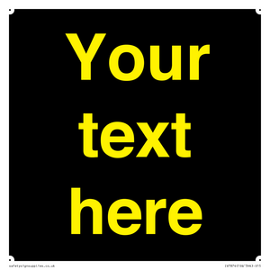 Custom blank information sign. Yellow text, black background from ...