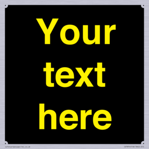 Custom blank information sign. Yellow text, black background from ...