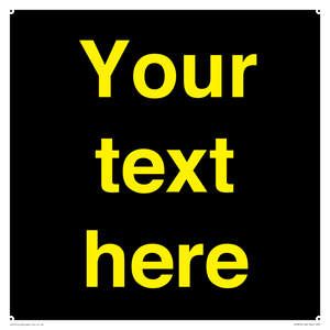 Custom blank information sign. Yellow text, black background from ...