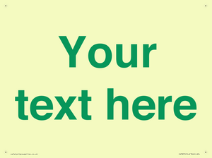 Custom blank information sign. Green text, plain background from Safety ...