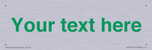 Custom blank information sign. Green text, plain background from Safety ...