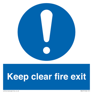 Keep Clear Fire Exit from Safety Sign Supplies