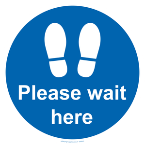 Please wait here floor graphic from Safety Sign Supplies