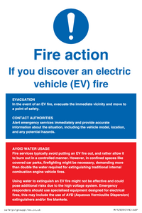 Fire Action Notice for EVs (Electric Vehicles) from Safety Sign Supplies