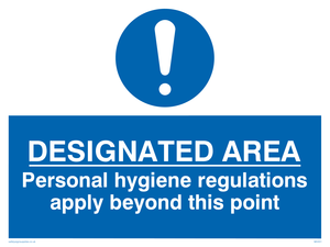 Designated area hygiene rules from Safety Sign Supplies