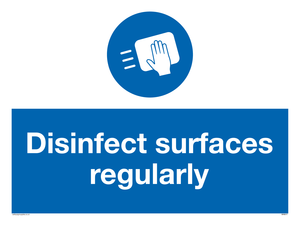Disinfect surfaces regularly from Safety Sign Supplies
