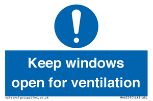 Keep windows open for ventilation from Safety Sign Supplies