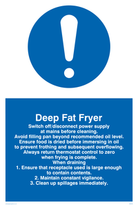 deep fat fryer rules from Safety Sign Supplies