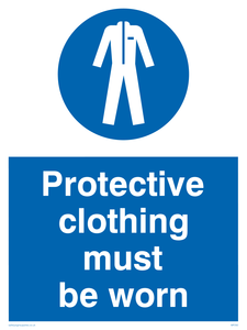 protective clothing must be worn from Safety Sign Supplies