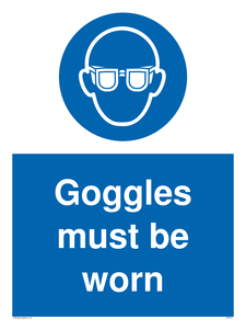 Goggles must be worn Mandatory Sign from Safety Sign Supplies