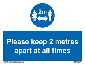 keep 2 metres apart at all times from Safety Sign Supplies