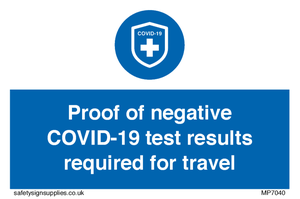 Proof of negative COVID-19 test results required for travel from Safety ...
