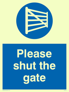Please shut the gate from Safety Sign Supplies