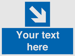 Custom Mandatory directional sign, blue arrow down and right from ...