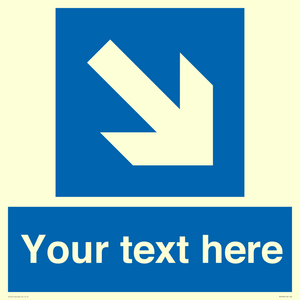Custom Mandatory directional sign, blue arrow down and right from ...