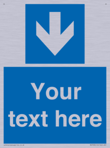 Custom Mandatory directional sign, blue arrow down from Safety Sign ...