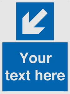 Custom Mandatory directional sign, blue arrow down and left from Safety ...