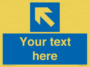 Custom Mandatory directional sign, blue arrow up and left from Safety ...