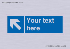 Custom Mandatory directional sign, blue arrow up and left from Safety ...