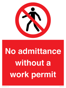 No admittance without a permit from Safety Sign Supplies