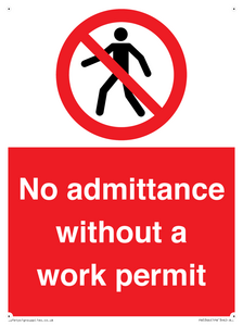 No admittance without a permit from Safety Sign Supplies