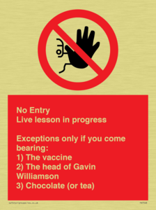 No Entry - Live Lesson in progress. from Safety Sign Supplies